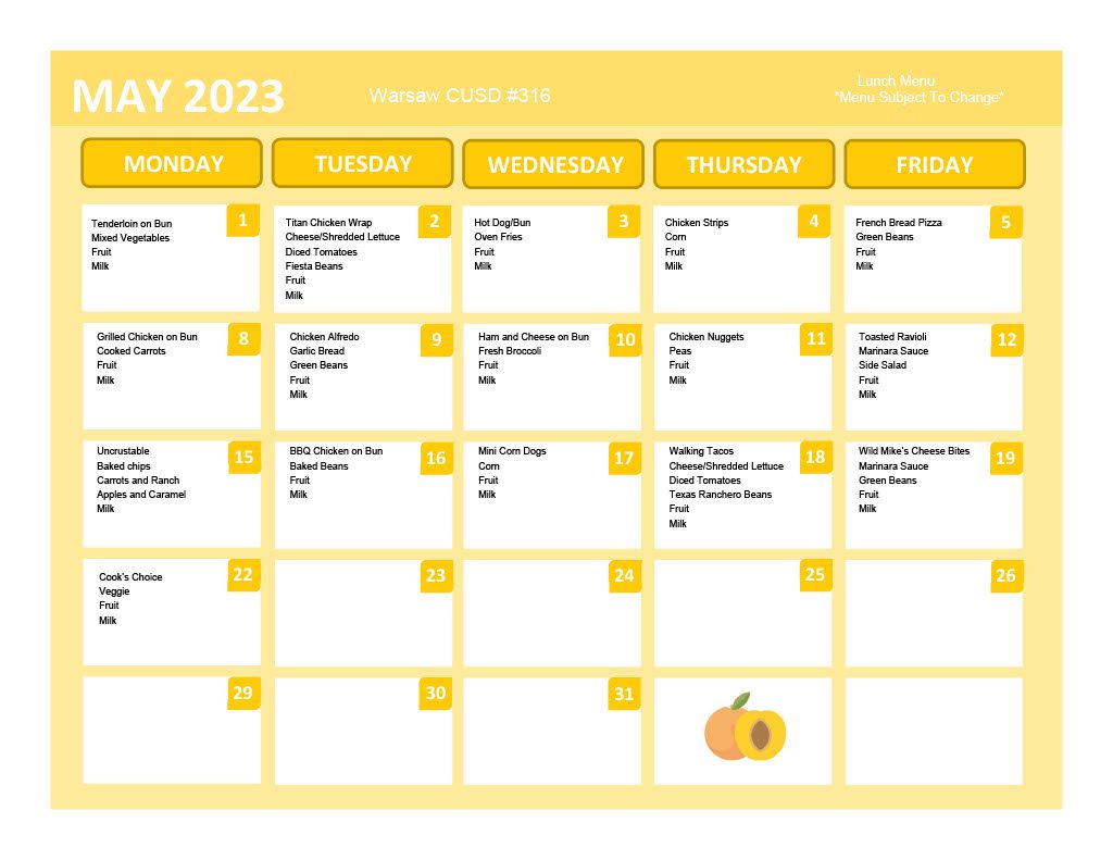 Lunch and Breakfast Menus | Warsaw Schools